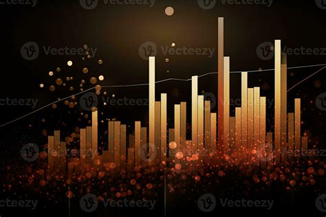 Abstract Graph With Gold Dots And Dots On A Black Background