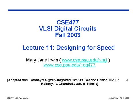 Cse Vlsi Digital Circuits Fall Lecture