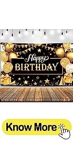 Amazon KatchOn Glitter Gold Happy Birthday Banner Prestrung Feet Gold Happy