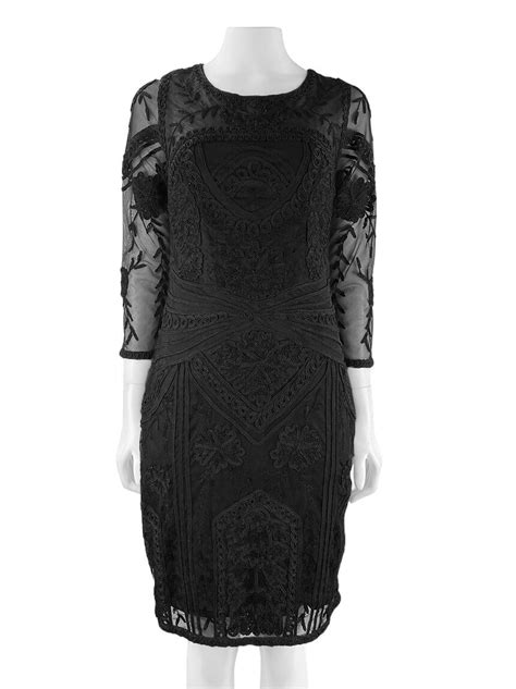 Vestido Le Lis Blanc Rendado Preto Original CFCX2 Etiqueta Única