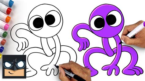 Rainbow Friends How To Draw Purple Draw Color Art Tutorial Youtube