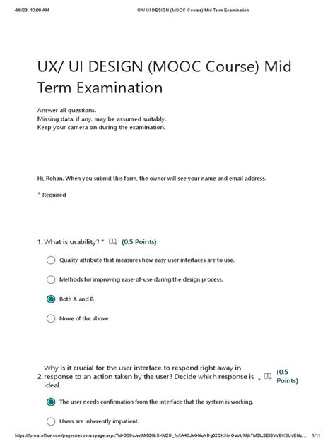 Ux Ui Design Mooc Course Mid Term Examination Pdf User