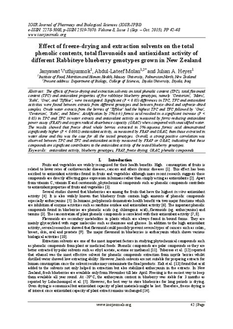 Pdf Effect Of Freeze Drying And Extraction Solvents On The Total Phenolic Contents Total