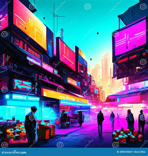 Night Life In Times Square Ai Generated Stock Illustration