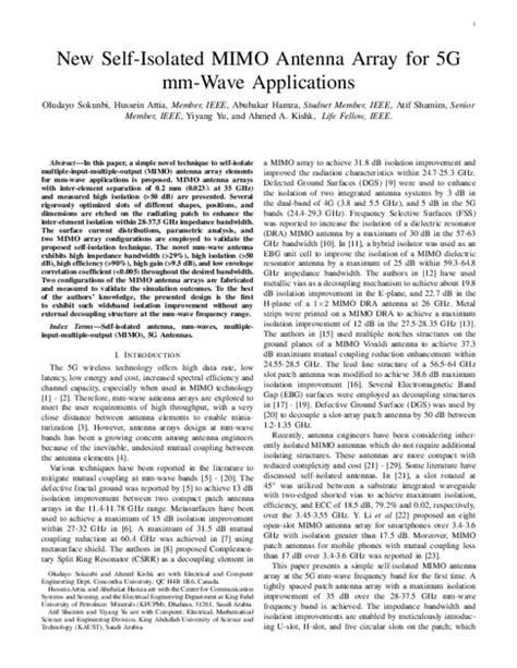 Pdf New Self Isolated Mimo Antenna Array For 5g Mm Wave Applications
