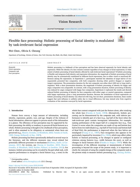 Pdf Flexible Face Processing Holistic Processing Of Facial Identity Is Modulated By Task