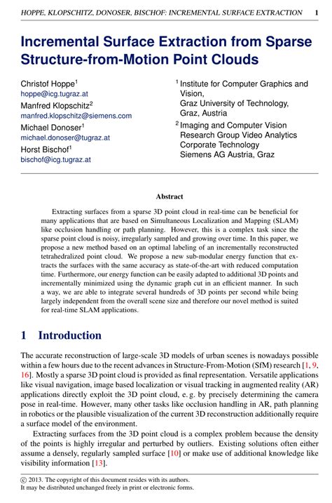 Pdf Incremental Surface Extraction From Sparse Structure From Motion