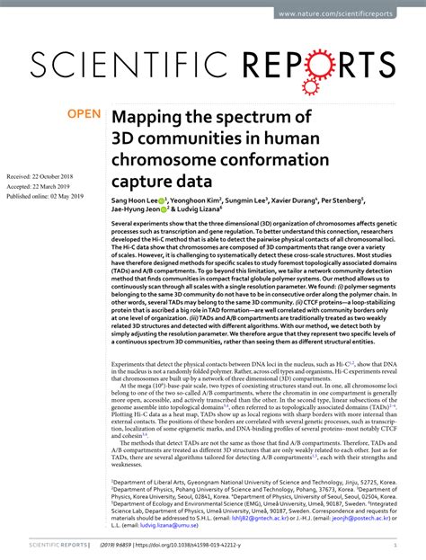 Pdf Mapping The Spectrum Of 3d Communities In Human Chromosome Conformation Capture Data