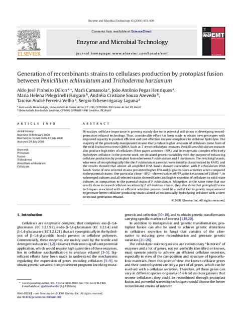 Pdf Generation Of Recombinants Strains To Cellulases Production By