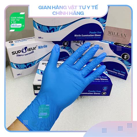 pcs Găng tay y tế Nitrile xanh Superieur dày Shopee Việt Nam
