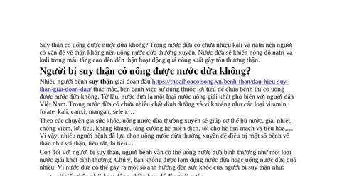 Tìm hiểu Suy thận uống được nước dừa không docx DocHub
