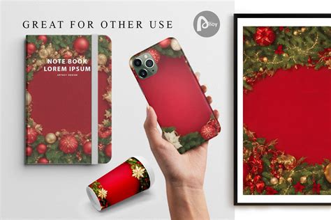 Digital Paper Red Christmas Banner So Fontsy