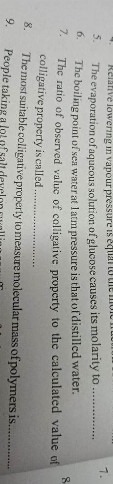 The Evaporation Of Aqueous Solution Of Glucose Causes Its Molarity To The