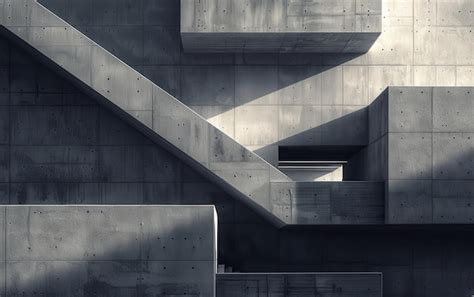 Concrete Architecture Geometric Patterns And Shadows Premium Ai Generated Image