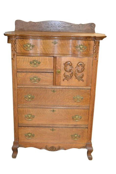 Antique Tiger Oak Chest Of Drawers Golden Oak Era Circa 1890 Pa 395