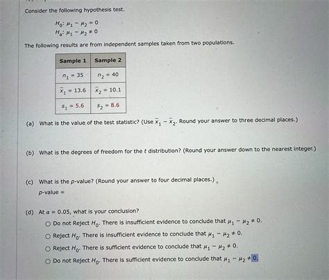 Solved Consider The Following Hypothesis Test
