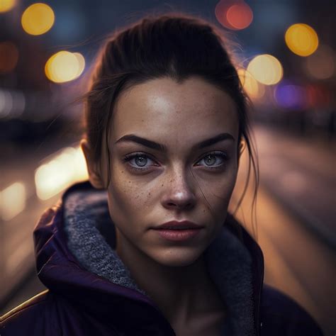 Premium Ai Image Beautiful Young Woman Looking At Camera Closeup Dof
