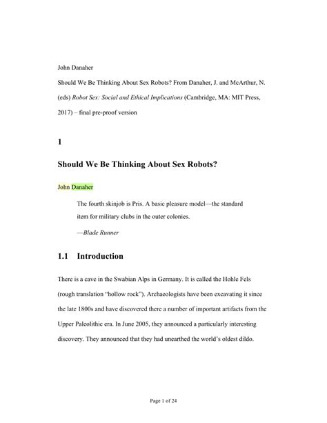 PDF Should We Be Thinking About Sex Robots