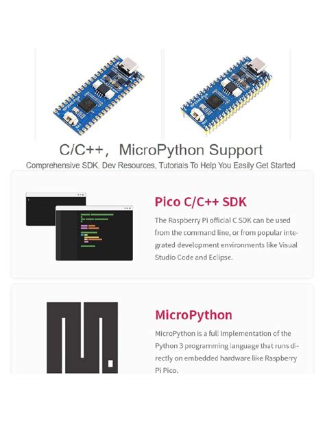 Waveshare Rp2040 Plus Pico Like Mcu Board Basado En Raspberry Pi Mcu