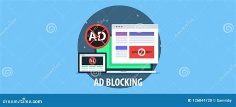 Ad Blocking Block Annoying Ads On Website And Video Flat Design Vector Banner Stock Vector