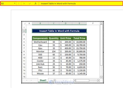 How To Insert An Excel Table In MS Word With Formulas 2 Methods