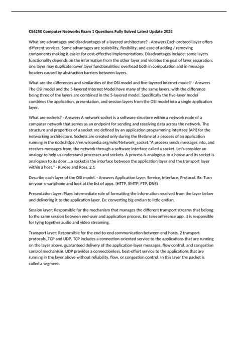 Cs6250 Computer Networks Exam 1 Questions Fully Solved Latest Update 2025 Cs6250 Computer