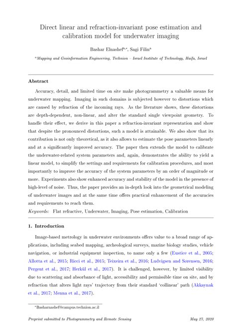 Pdf Direct Linear And Refraction Invariant Pose Estimation And