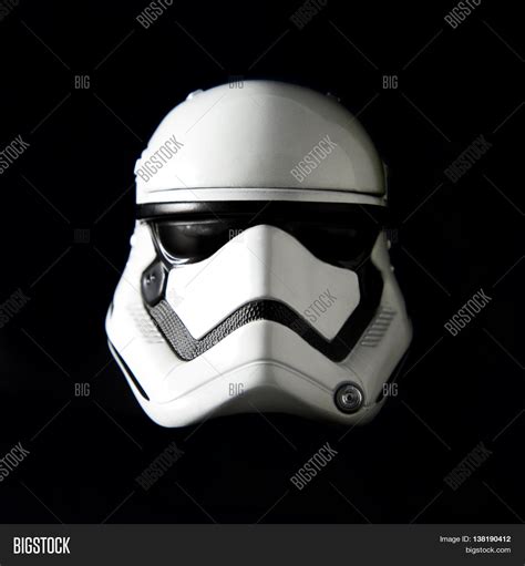 Portrait Of A Star Wars The First Order Stormtrooper Helmet On A Black