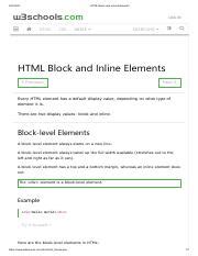 HTML Block And Inline Elements Pdf HTML Block And Inline Elements W Schools HTML