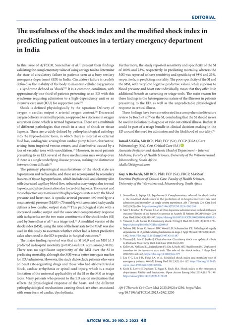 Pdf The Usefulness Of The Shock Index And The Modified Shock Index In