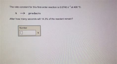 Solved The Rate Constant For This First Order Reaction Is