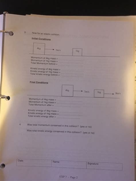 Solved Experiment 7 Momentum Conservation Prelab Exercises