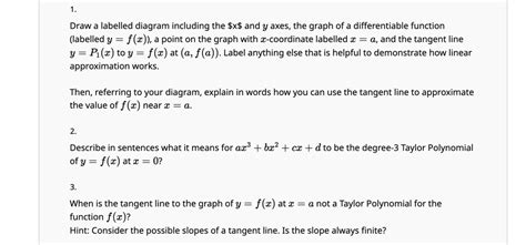 1 Draw A Labelled Diagram Including The X And Y Axes The Graph Of A Differentiable Function
