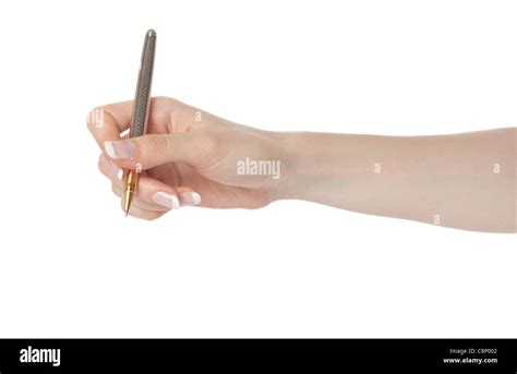 Woman Hand Writing With Pen Isolated On White Background Stock Photo Alamy