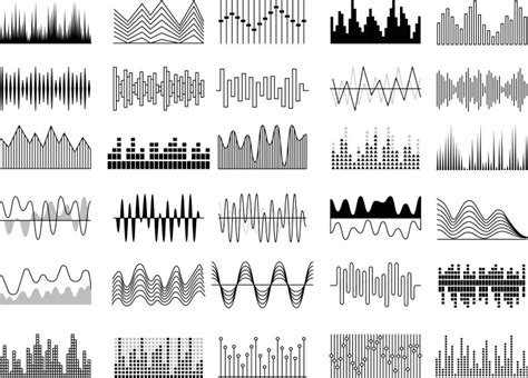 Waveform Shape Soundwave Audio Wave Graph Set Vector Image
