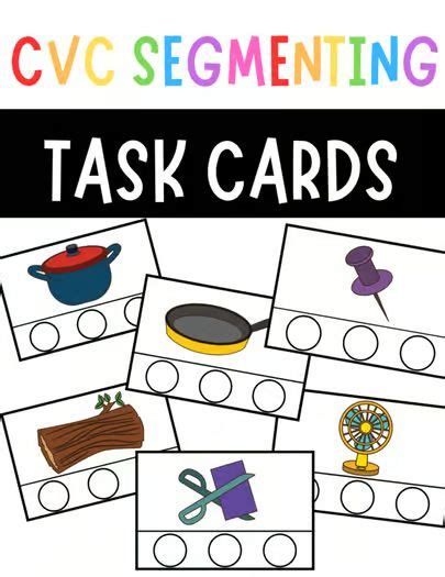 Cvc Segmenting And Blending Task Cards Task Cards Blending Cards Cards