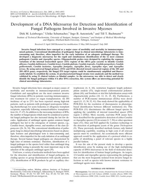 Pdf Development Of A Dna Microarray For Detection And Identification
