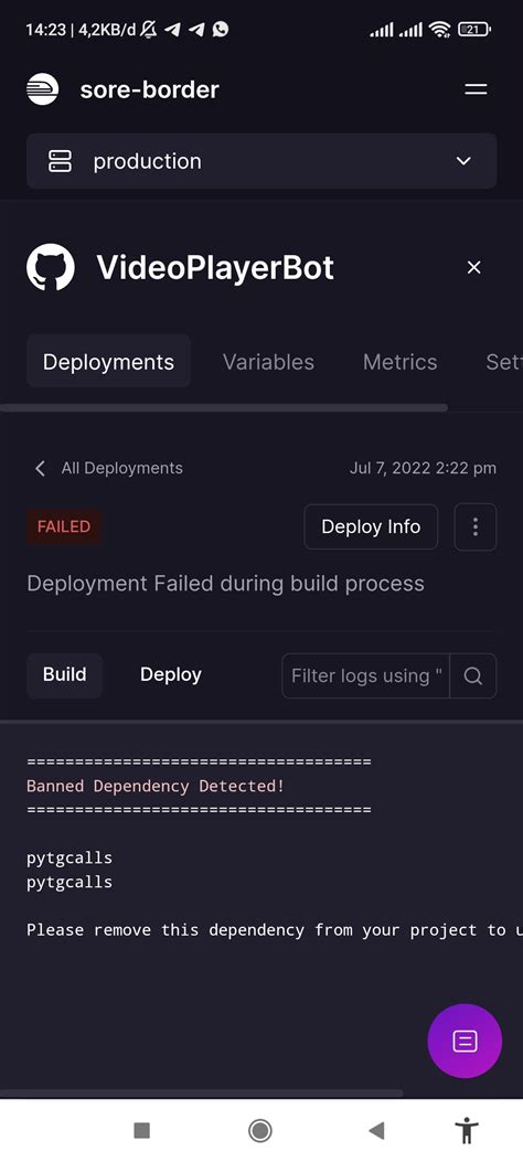 Unable To Deploy Issue 47 AsmSafone VideoPlayerBot GitHub