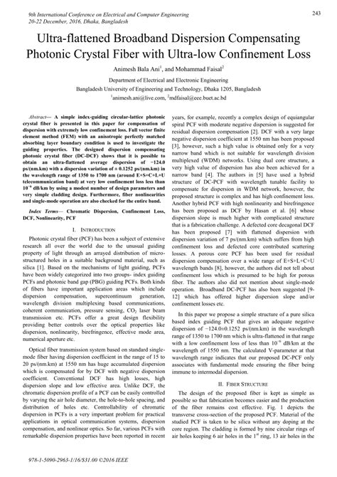 Pdf Ultra Flattened Broadband Dispersion Compensating Photonic Crystal Fiber With Ultra Low