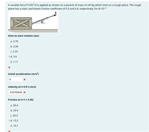 Solved A Variable Force P T N Is Applied As Shown On A Chegg