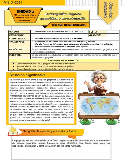 Ficha De Actividad Ccss 1° Semana 1 Uni 2 Pdf Mapa Geografía