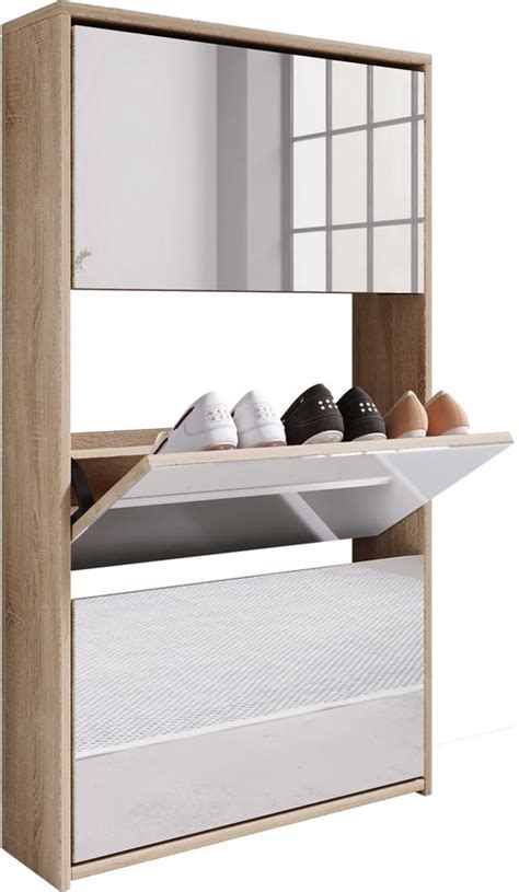 Vcm Houten Schoenenkast Schoenrek Schoenrek Spiegel Stido Xl Houten