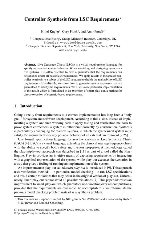 Pdf Controller Synthesis From Lsc Requirements