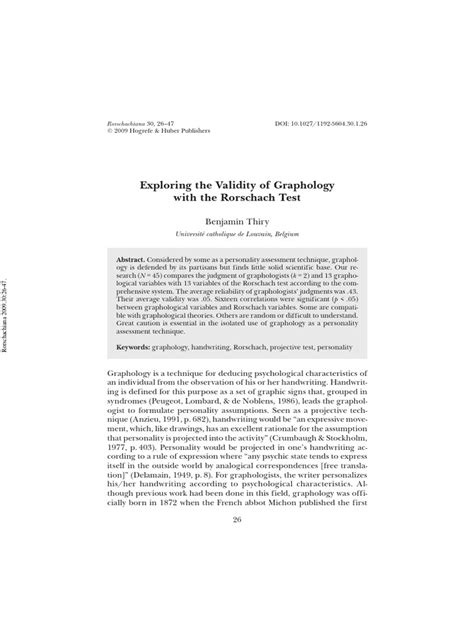 Exploring The Validity Of Graphology Thiry Pdf Graphology