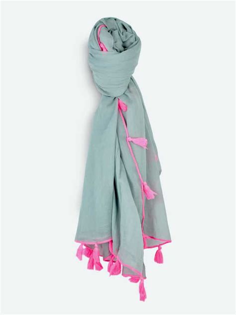 Tilly Bright Pink Tassel Scarf Olive And Me