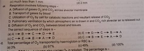 Diffusion Of Gases O2 And Co2 Across Alveolar Membrane B Transport Of