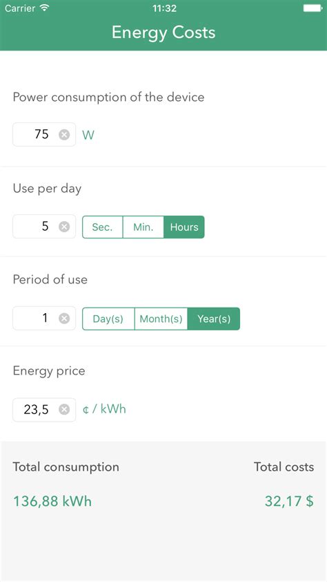 Energy Costs Calculator For Iphone Download