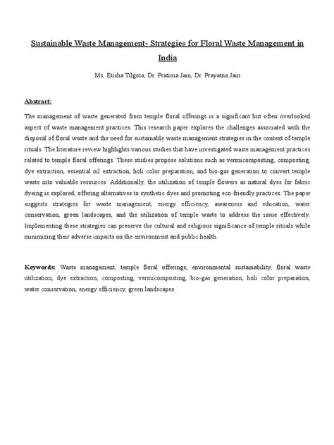 Abstract Sustainable Waste Management Strategies For Disposing