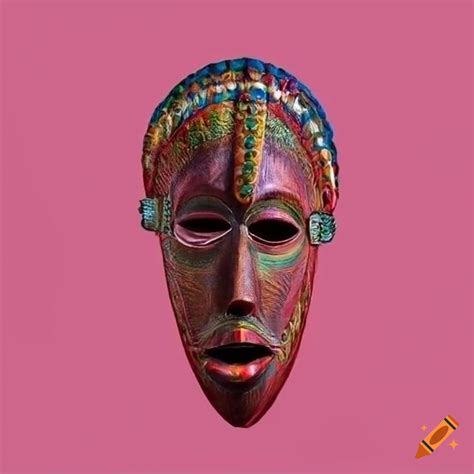 Colorful African Mask On A Pink Background On Craiyon
