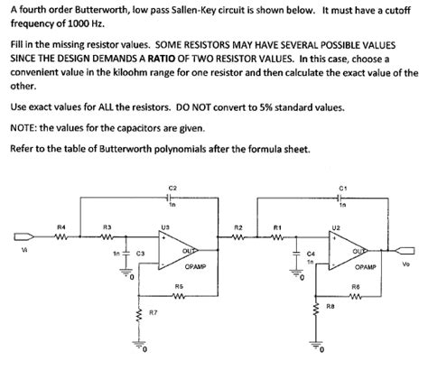 A Fourth Order Butterworth Low Pass Sallen Key Circuit Is Course Hero